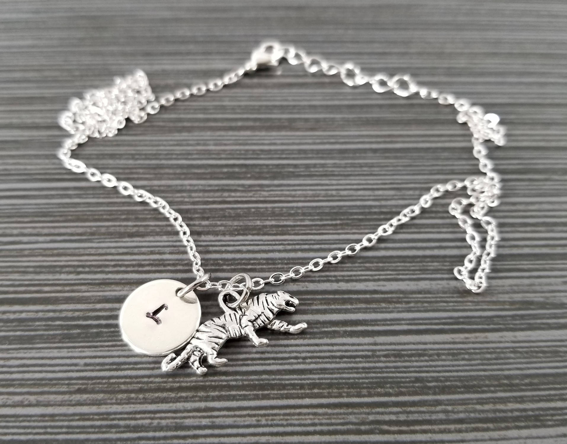 Silver Tiger Necklace Tiger Charm Necklace Personalized - Etsy