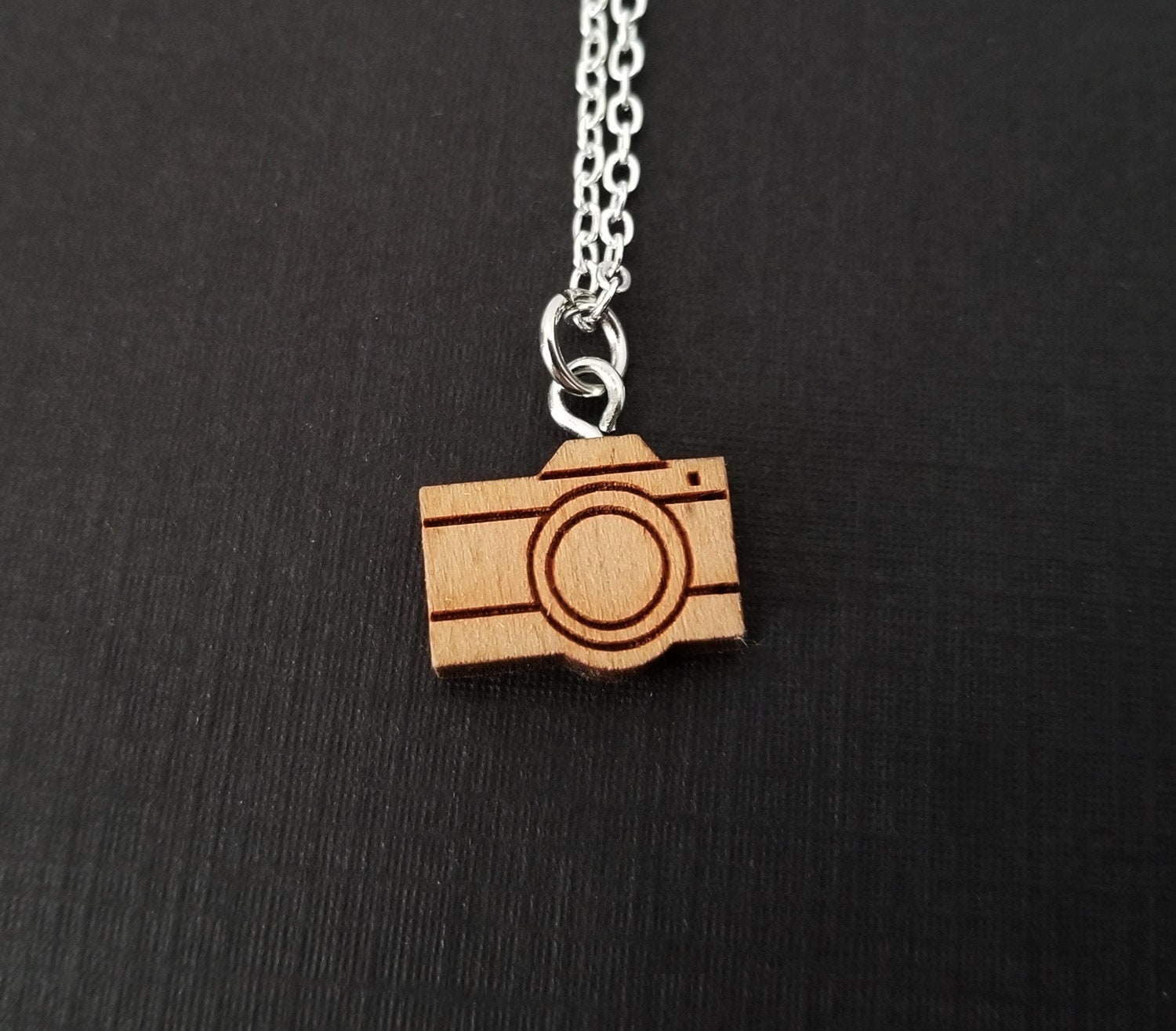 Wooden Camera Necklace Wood Camera Charm Necklace | Etsy