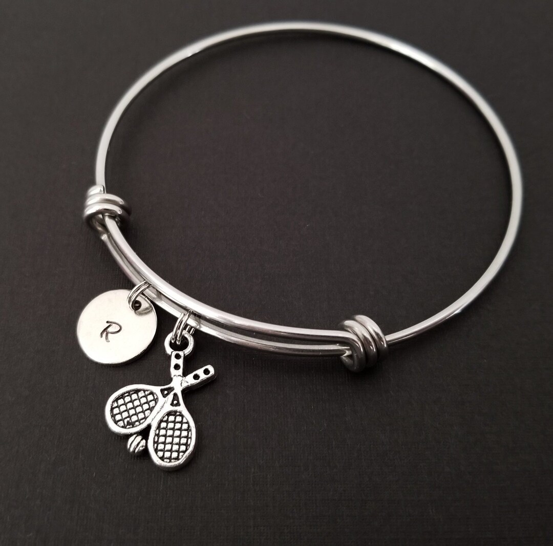 Tennis Bracelet - Expandable Bangle - Tennis Racket Ball Charm Bracelet ...