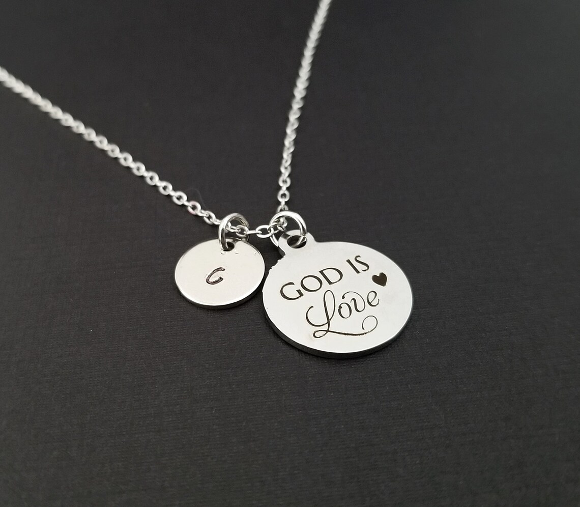 God is Love Necklace Religious Necklace Cross Necklace | Etsy