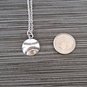 Silver Baseball Necklace - Baseball Charm Necklace - Personalized ...