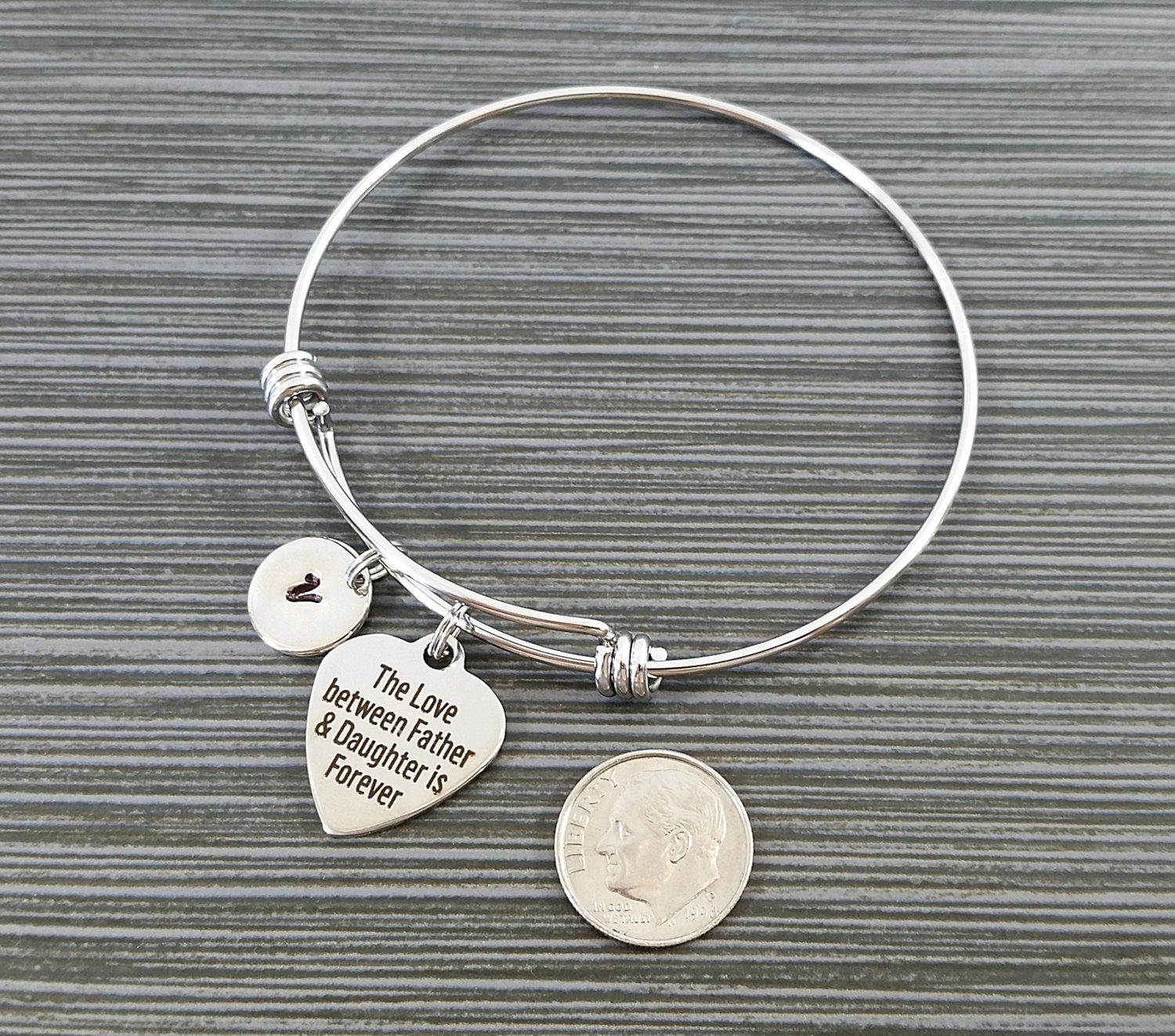 Father Daughter Bangle Daughter Charm Bracelet Expandable - Etsy
