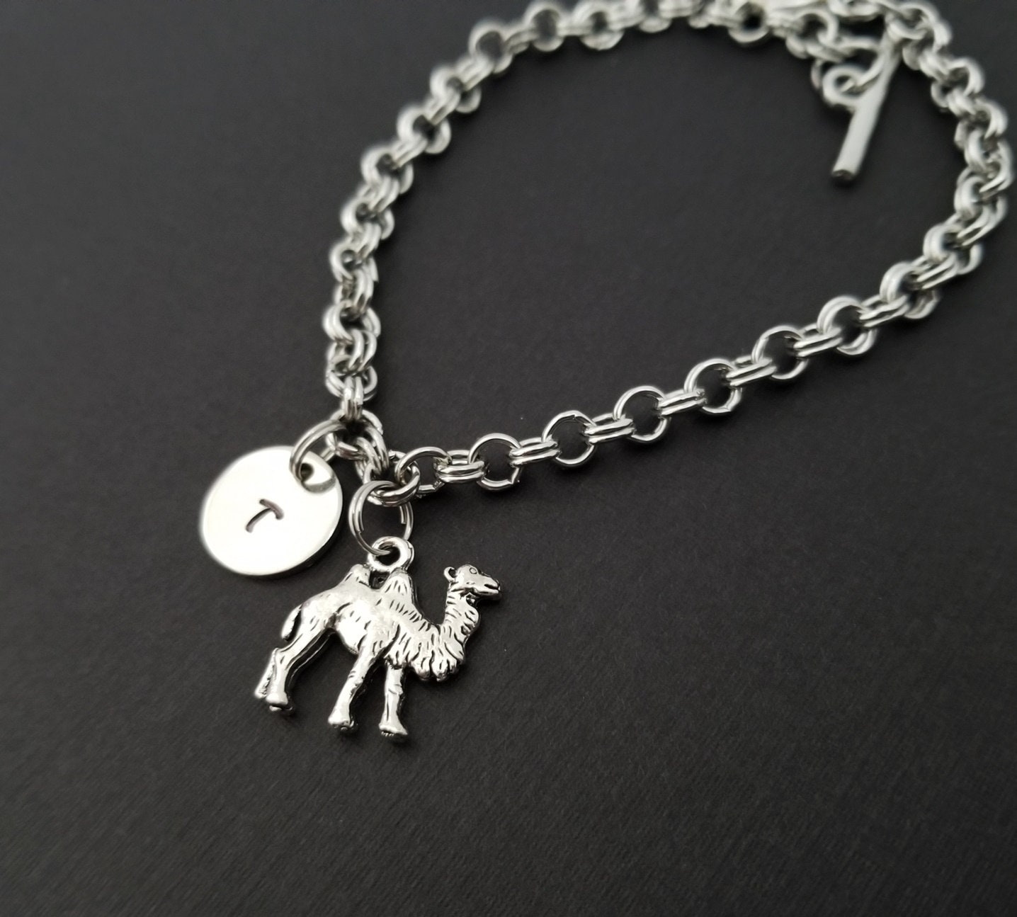 Camel Bracelet Camel Charm Bracelet Initial Bracelet - Etsy