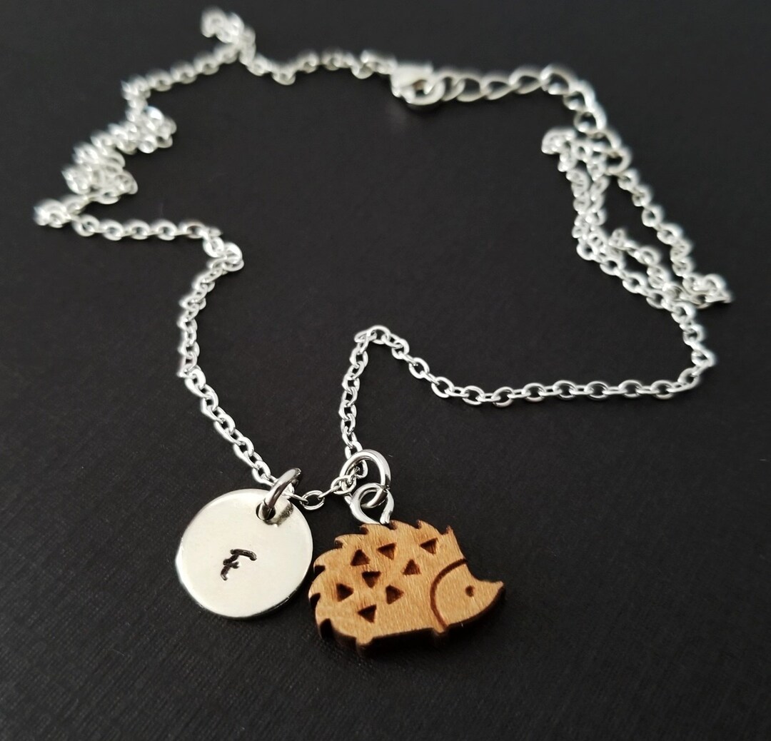 Wooden Hedgehog Necklace - Hedgehog Charm Necklace - Personalized ...
