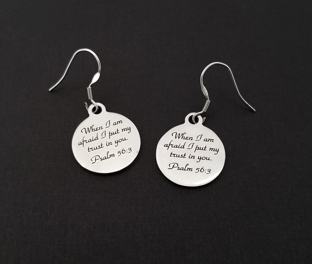 Trust in God Earrings - Bible Verse Earrings French Hook Earrings ...