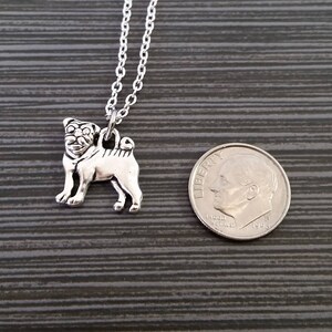 Silver Pug Necklace Puppy Charm Necklace Personalized - Etsy