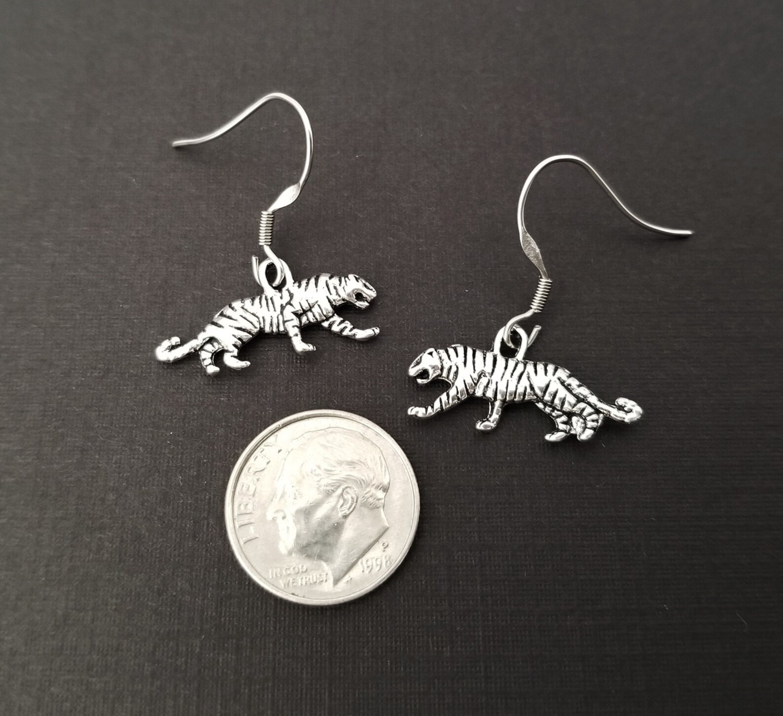 Tiger Earrings Tiger Charm Earrings Tigress Earrings | Etsy