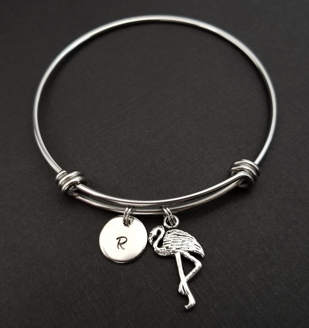 Flamingo Bangle - Flamingo Charm Bracelet - Expandable Bangle - Charm ...