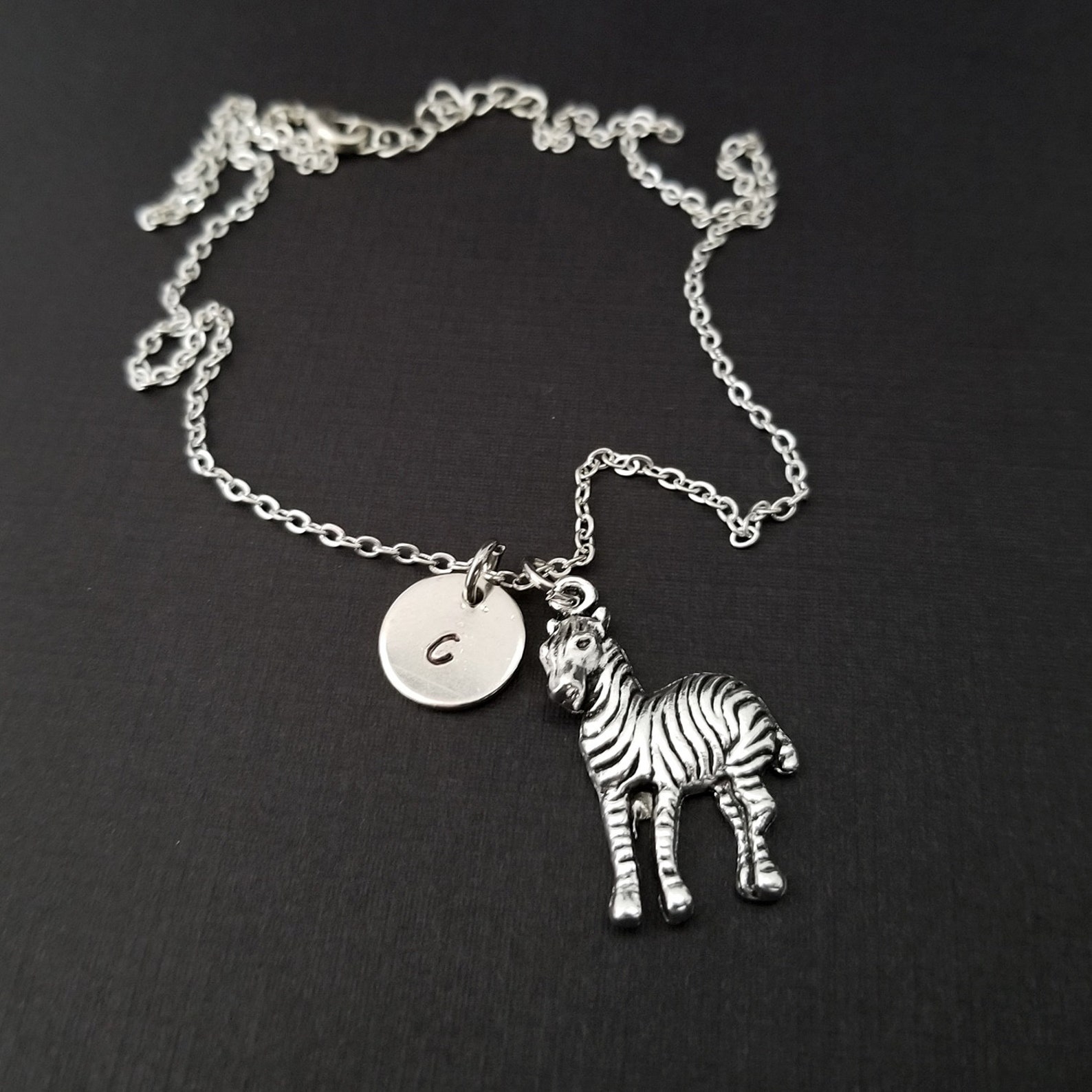 Silver Zebra Necklace Zebra Charm Necklace Personalized - Etsy