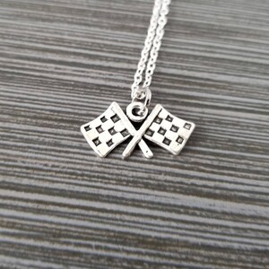 Checkered Flag Necklace - Race Car Charm Necklace - Personalized ...