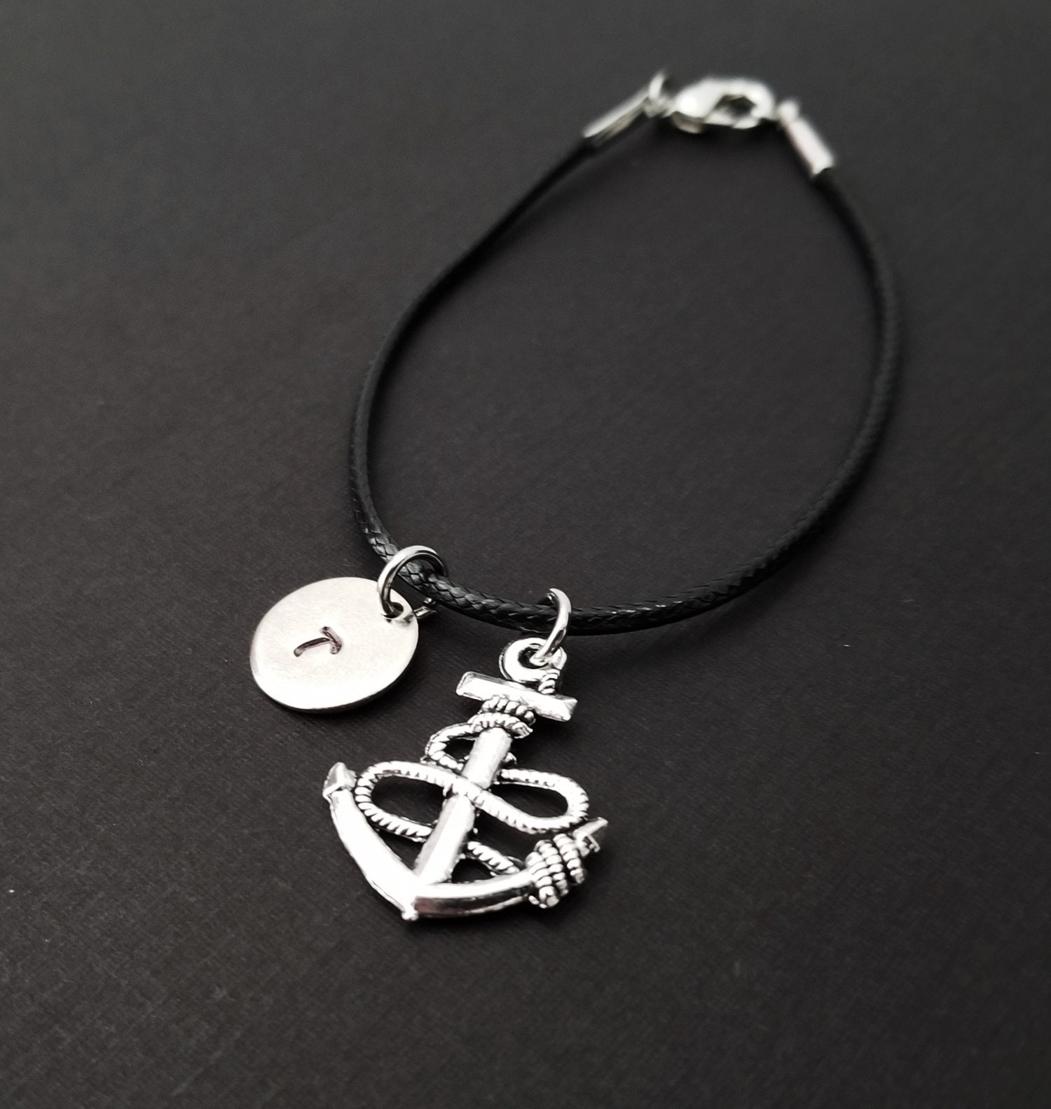 Two Cord Charm Bracelets Cord Bracelet Black Bracelet Set - Etsy