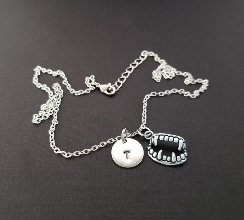 Silver Vampire Necklace Vampire Teeth Necklace - Etsy
