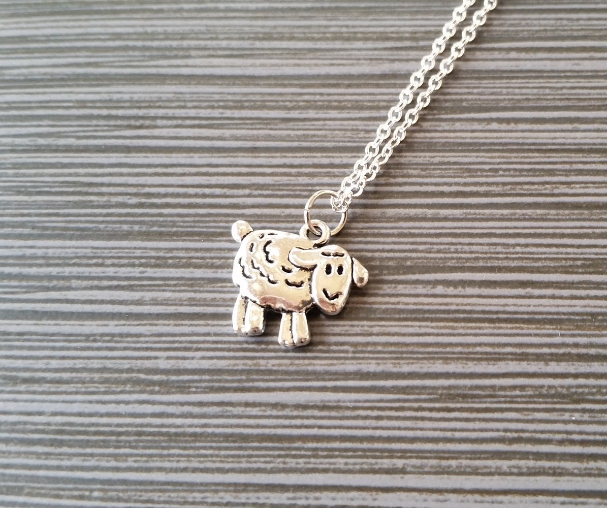Silver Sheep Necklace - Sheep Charm Necklace - Personalized Necklace ...