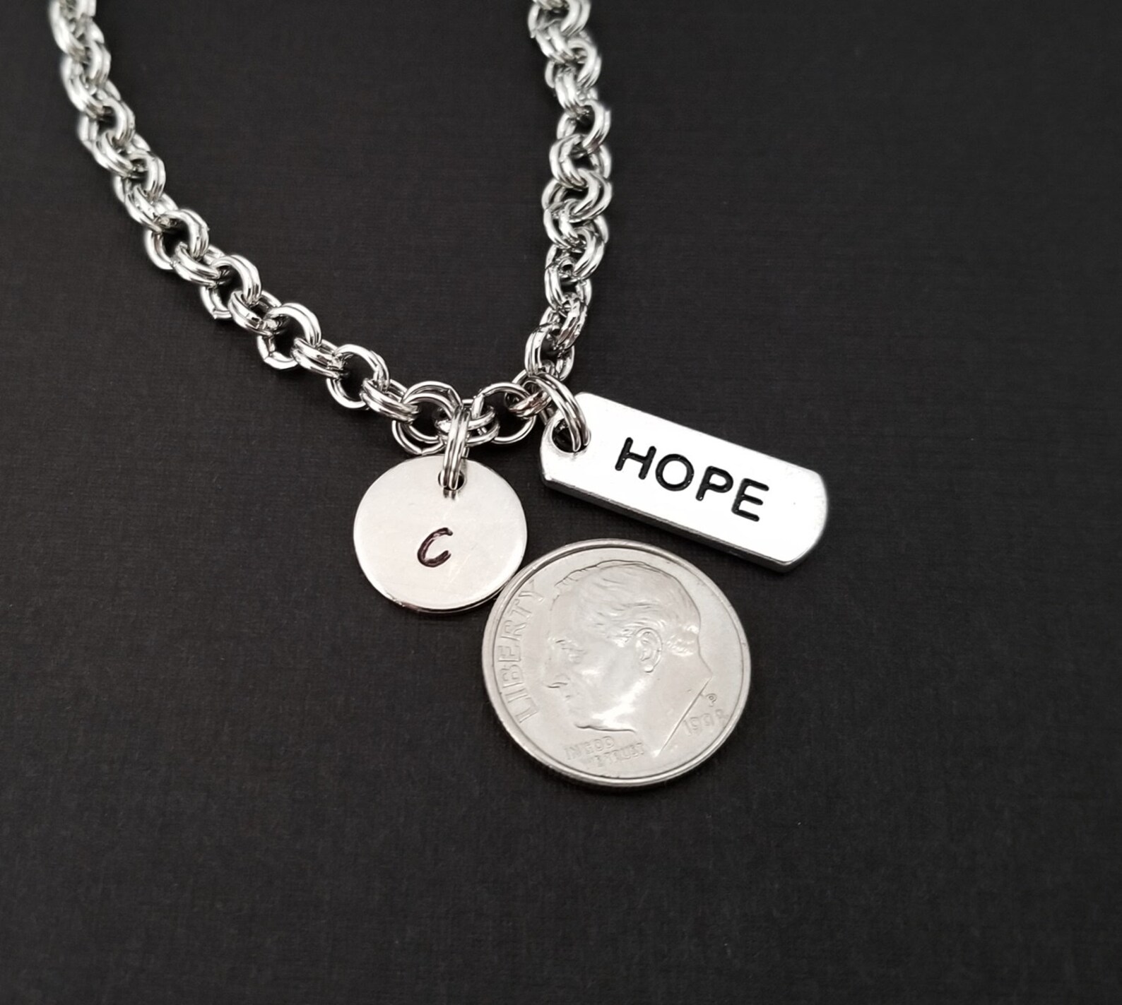 Hope Bracelet Inspirational Charm Bracelet Initial - Etsy