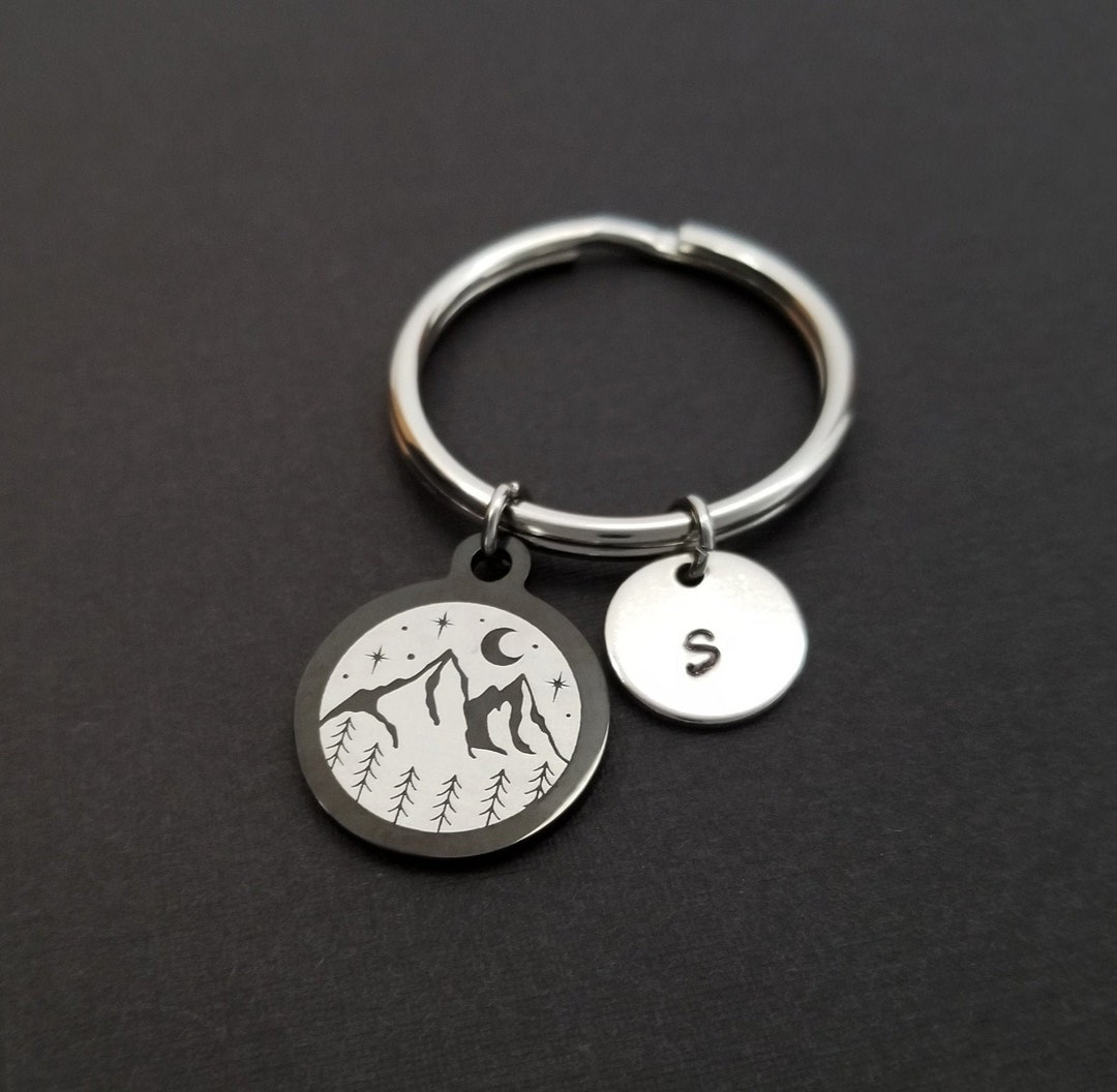 Mountain Scene Keychain Mountain Keychain Custom Gift Forest Keychain ...