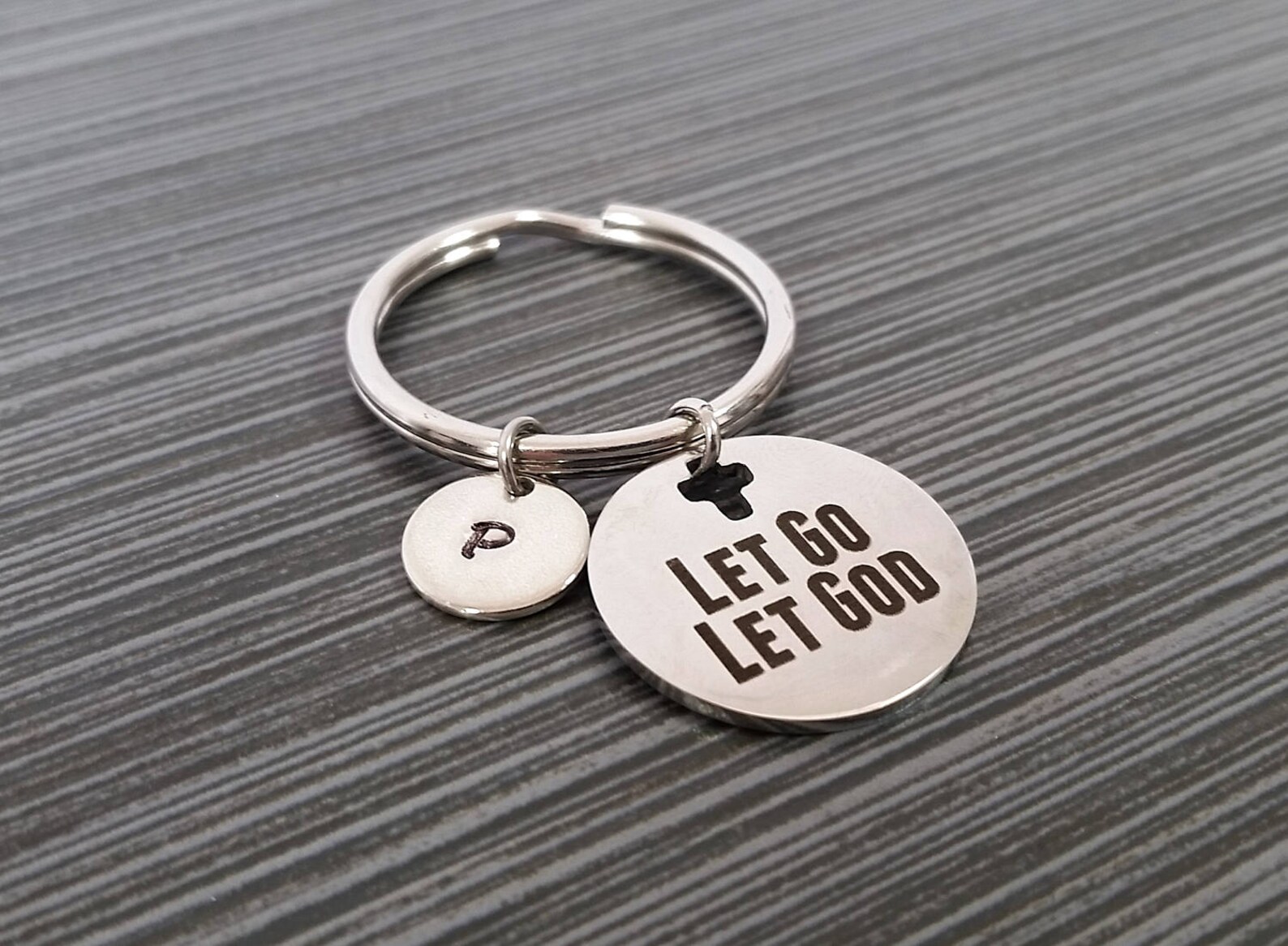 Let Go Let God Keychain- Faith Keychain - Custom Gift - Bible Verse ...
