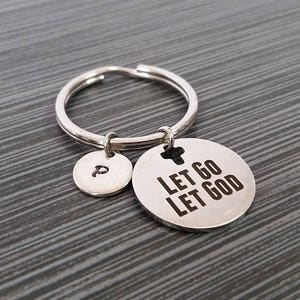 Let Go Let God Keychain- Faith Keychain - Custom Gift - Bible Verse ...