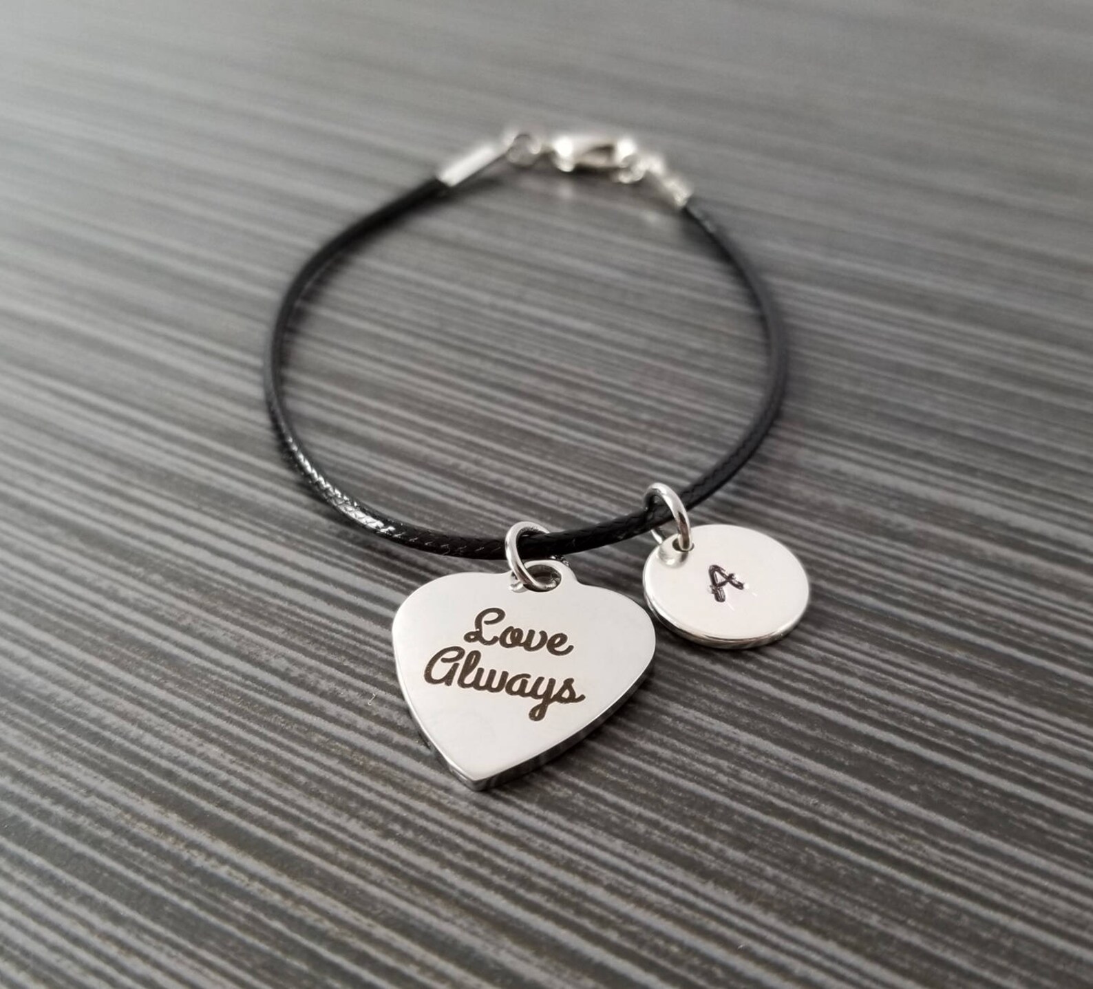 Cord Charm Bracelet Cord Bracelet Black Bracelet Love - Etsy