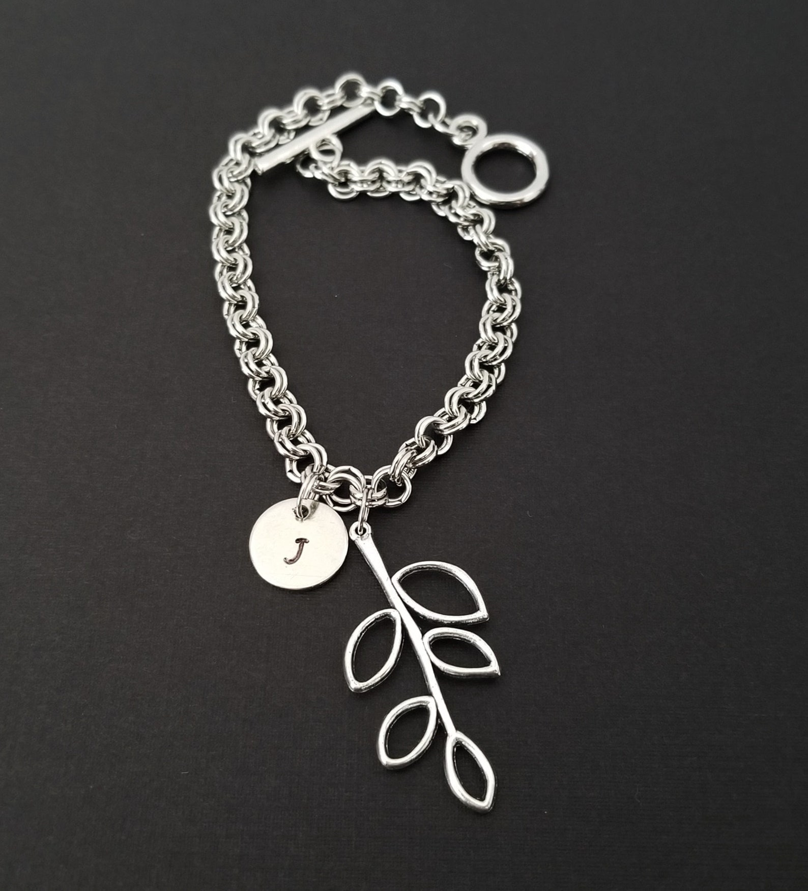 Tree Branch Bracelet Leaf Charm Bracelet Woodland Bracelet | Etsy