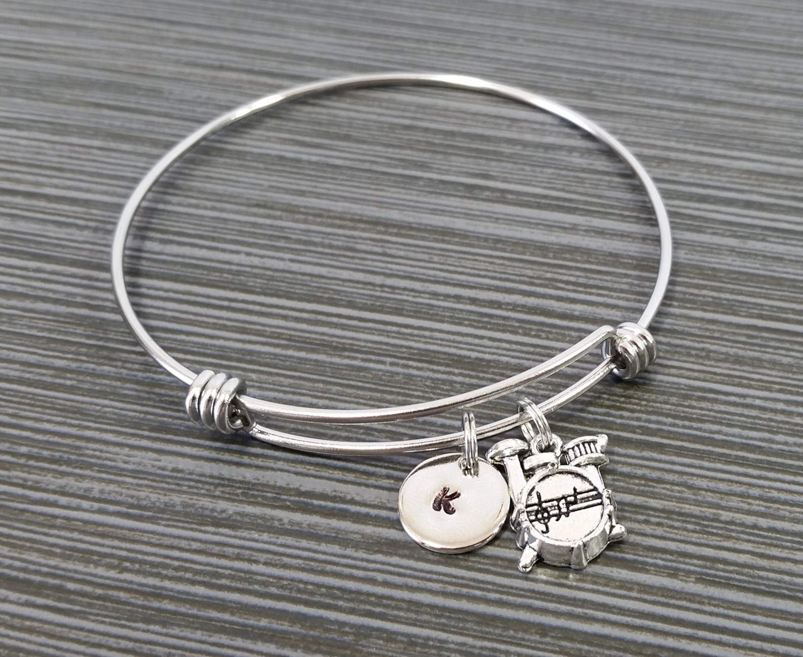 Drum Set Bangle Bracelet - Drum Kit Bracelet - Personalized Drummer ...