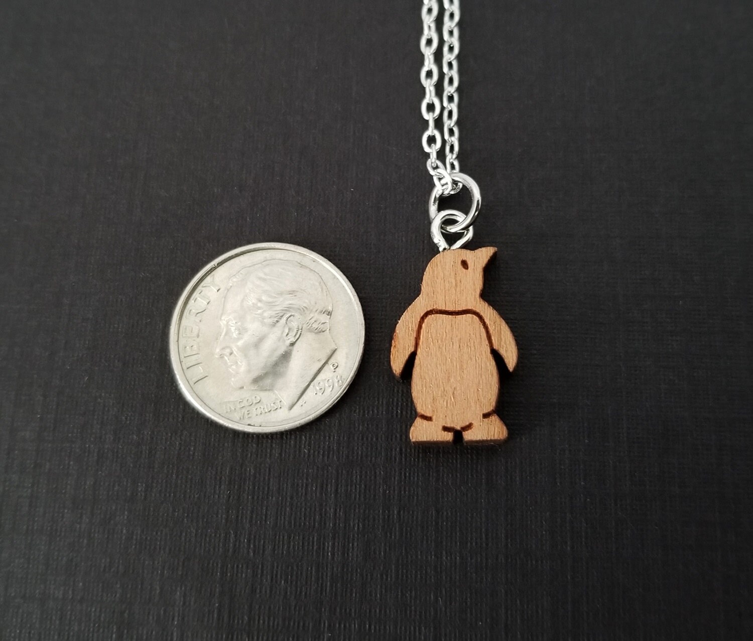 Wooden Penguin Necklace Wood Penguin Charm Necklace | Etsy