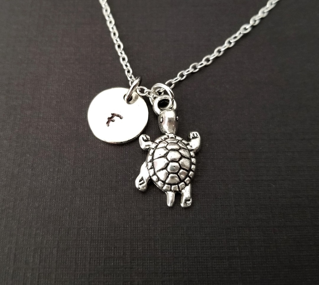 Silver Turtle Necklace Turtle Charm Pendant Personalized Necklace ...
