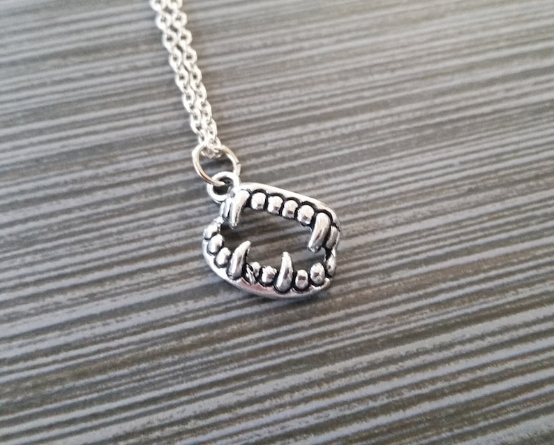 Silver Vampire Necklace Vampire Teeth Necklace - Etsy