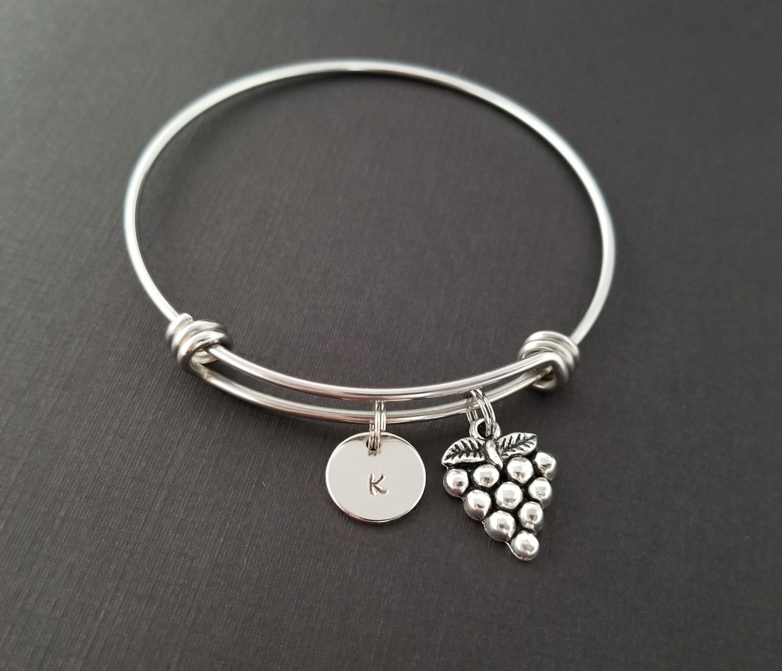 Grape Bracelet Bangle Fruit Charm Bracelet Expandable - Etsy