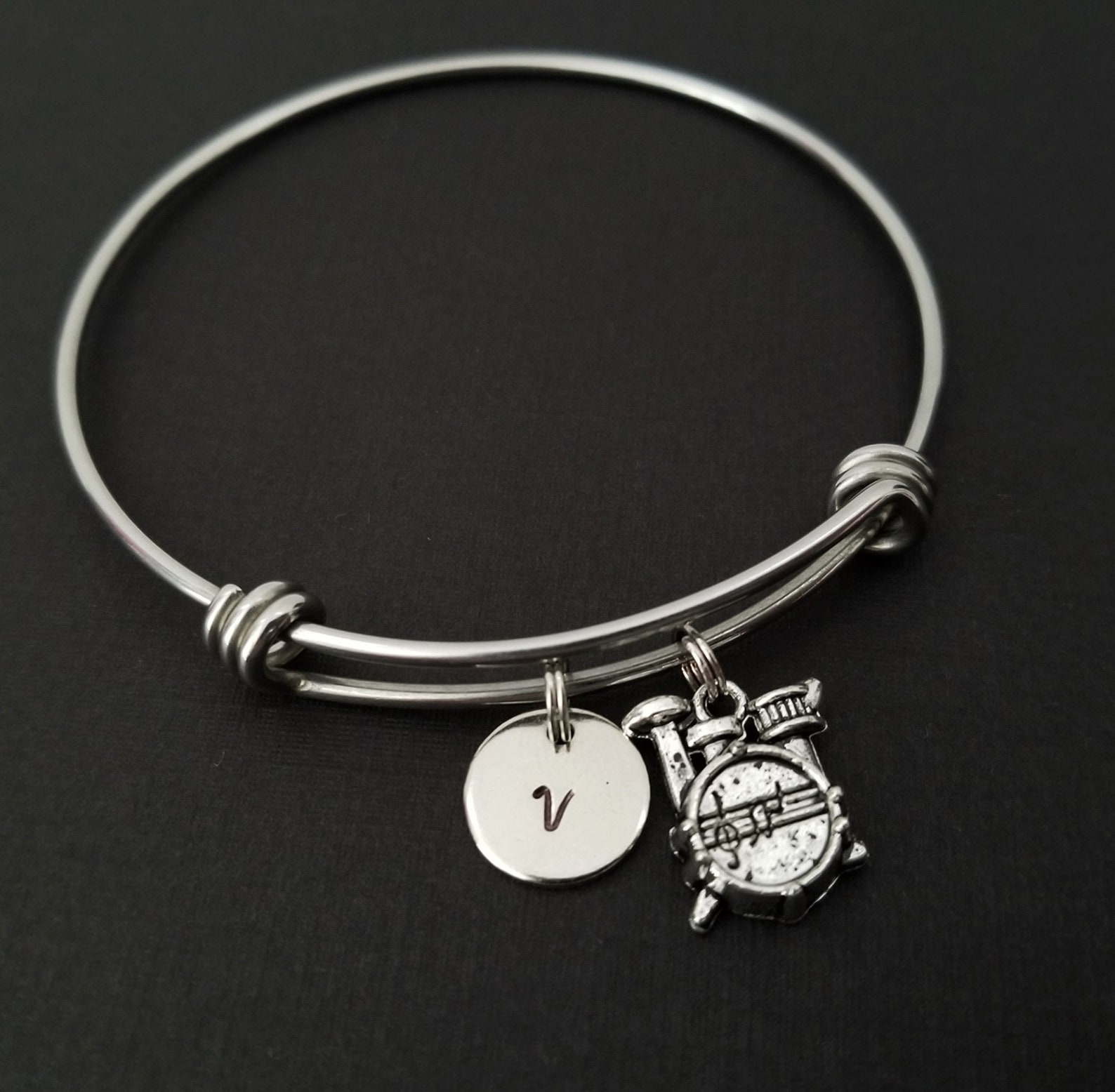 Drum Set Bangle Bracelet - Drum Kit Bracelet - Personalized Drummer ...