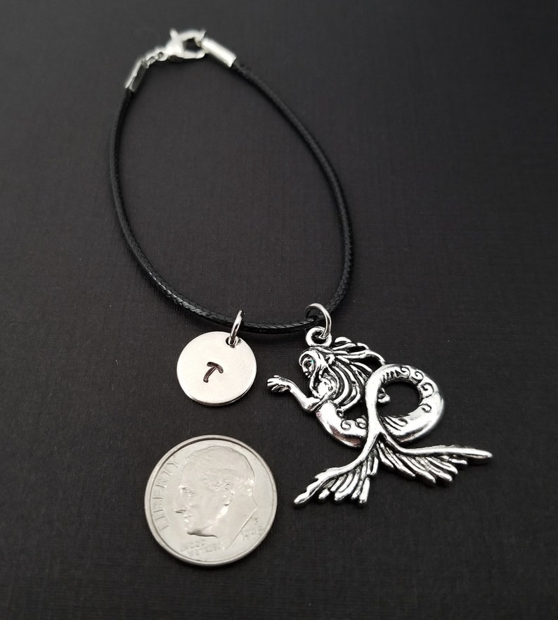 Mermaid Charm Bracelet Cord Bracelet Black Siren Bracelet - Etsy