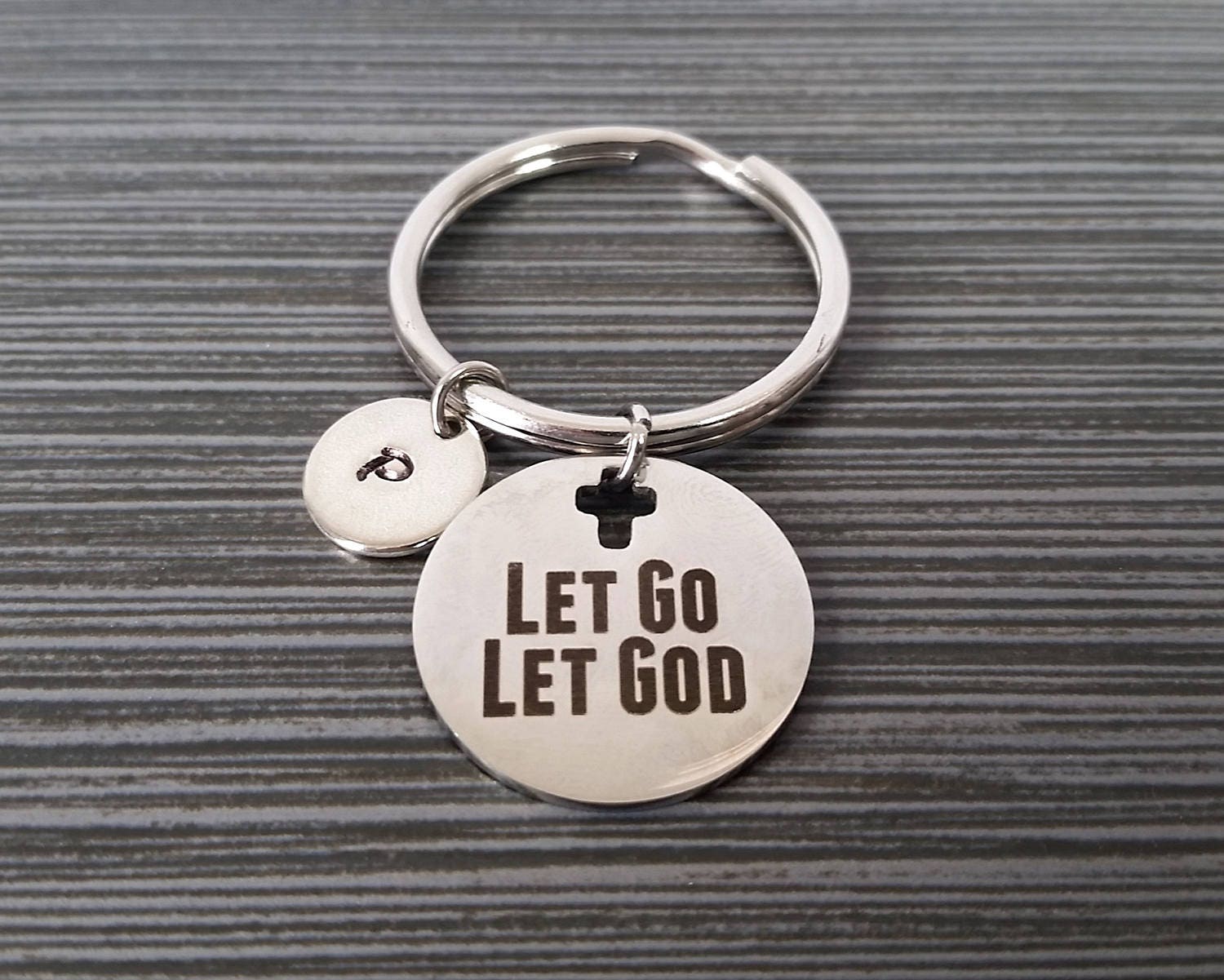 Let Go Let God Keychain- Faith Keychain - Custom Gift - Bible Verse ...