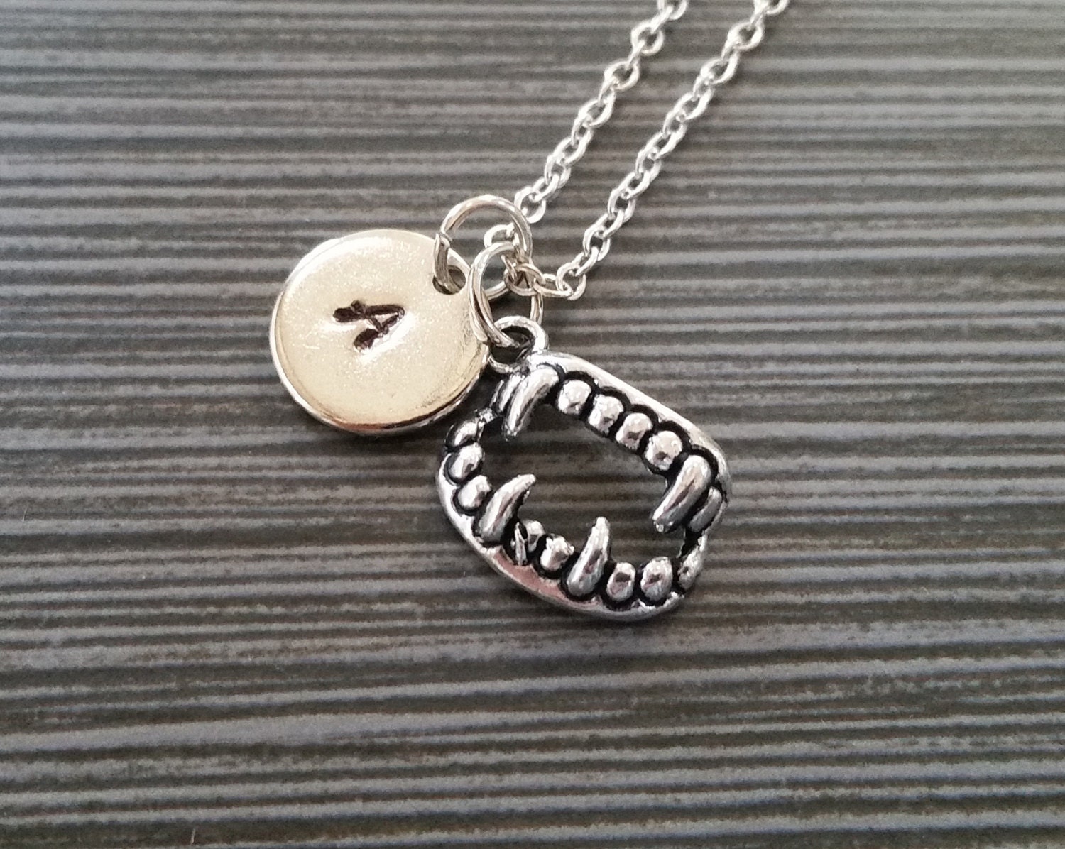 Silver Vampire Necklace Vampire Teeth Necklace | Etsy