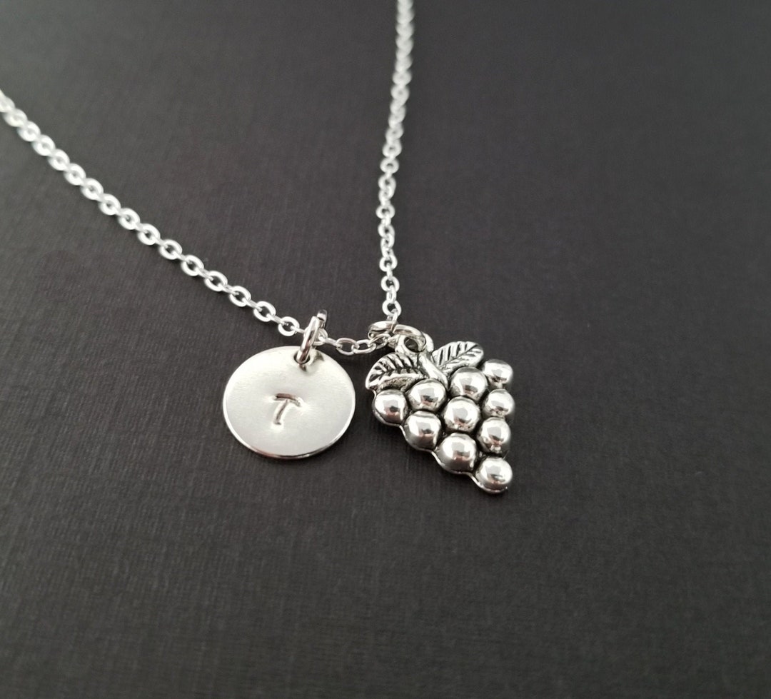 Silver Grape Necklace - Grape Charm Pendant - Personalized Necklace ...