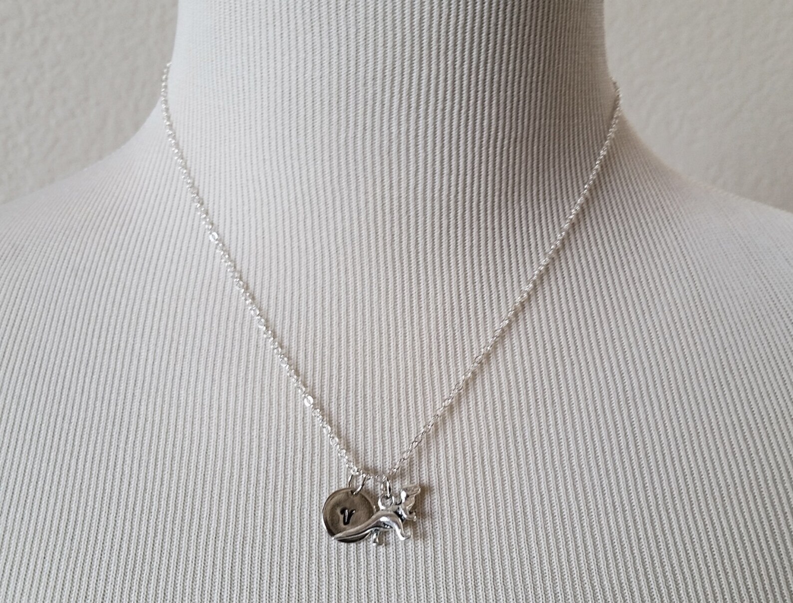 Silver T-rex Necklace - Dinosaur Charm Necklace - Personalized Necklace ...