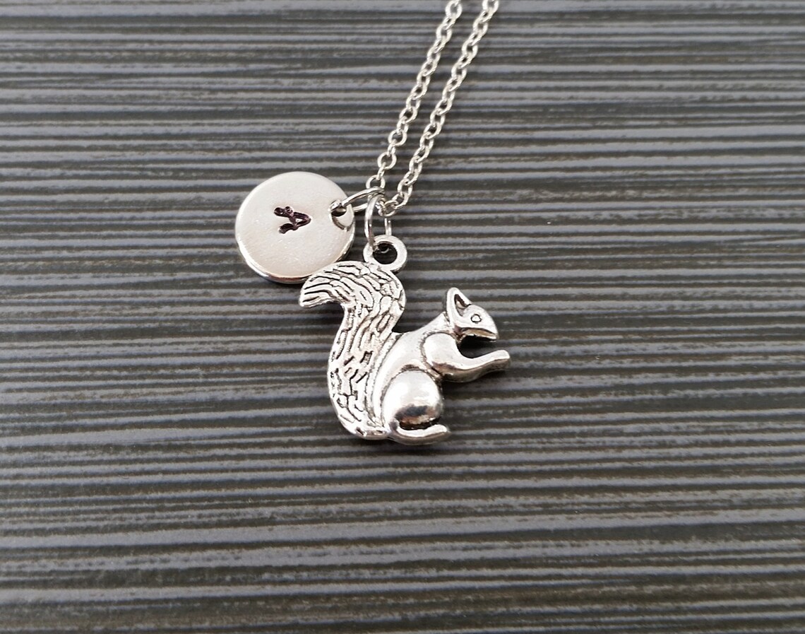 Silver Squirrel Necklace Squirrel Charm Pendant - Etsy