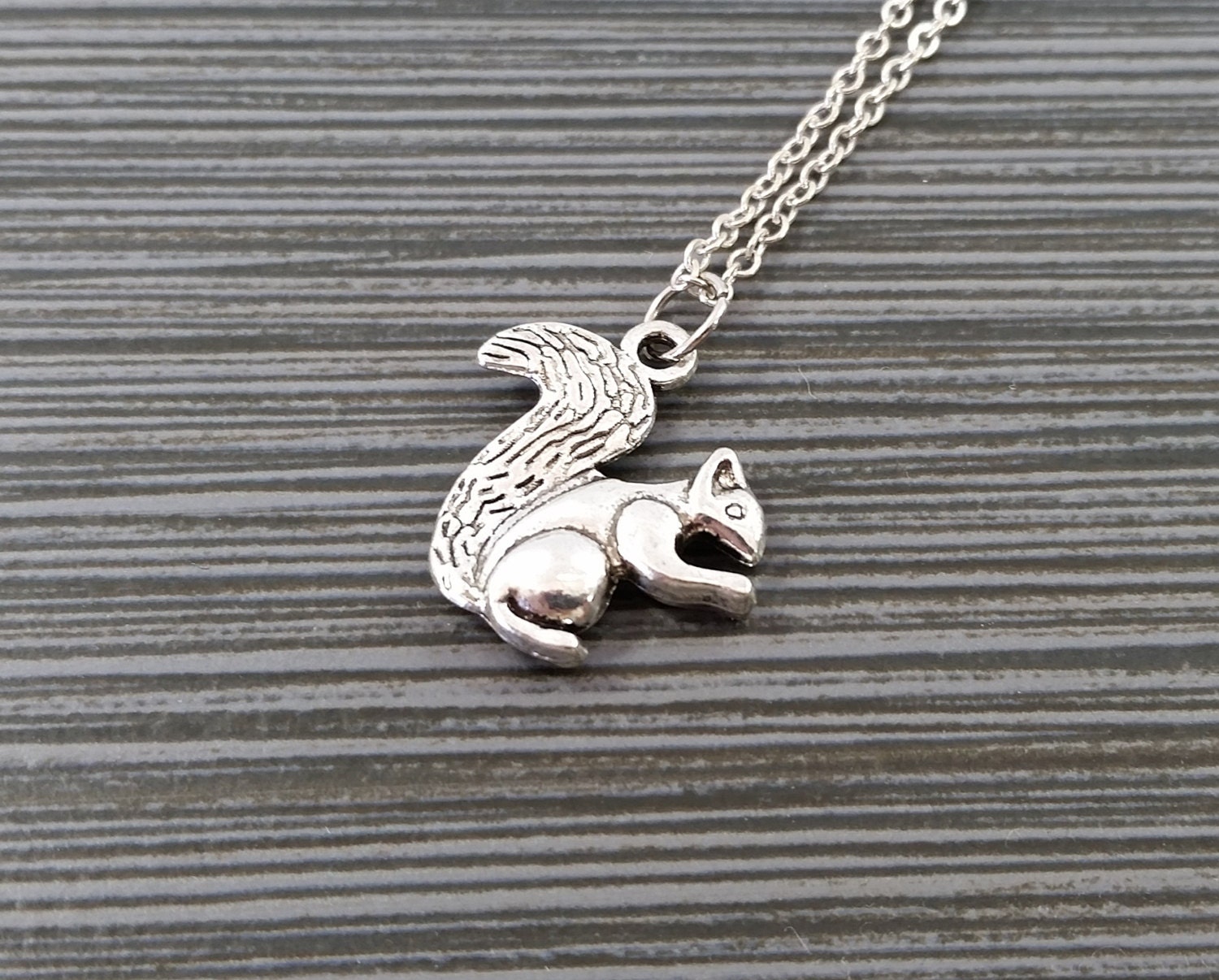 Silver Squirrel Necklace Squirrel Charm Pendant - Etsy
