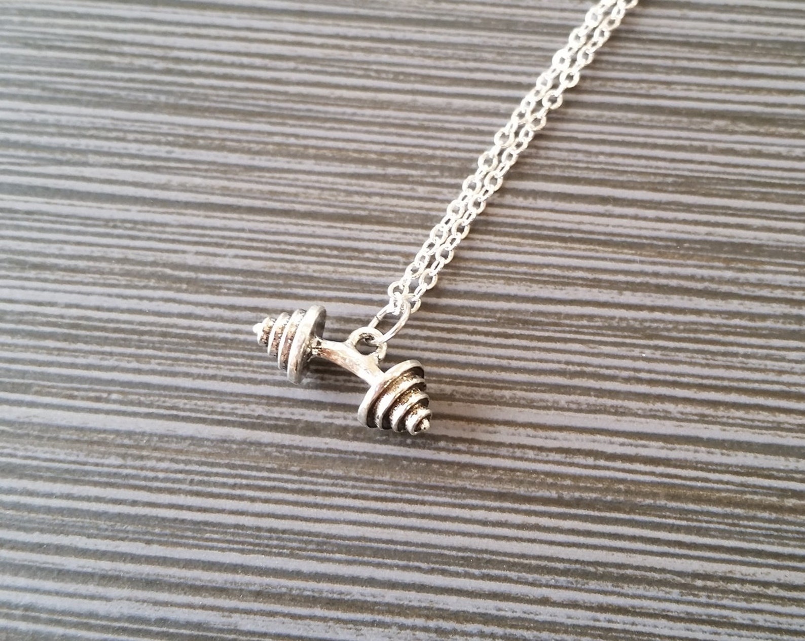 Silver Barbell Necklace Fitness Jewelry Personalized - Etsy