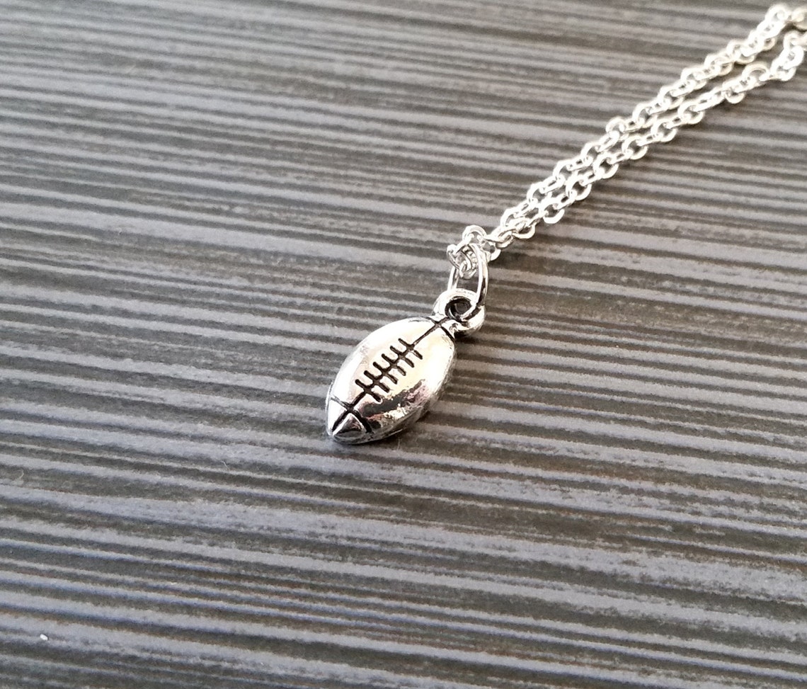 Silver Football Necklace Football Necklace Personalized | Etsy