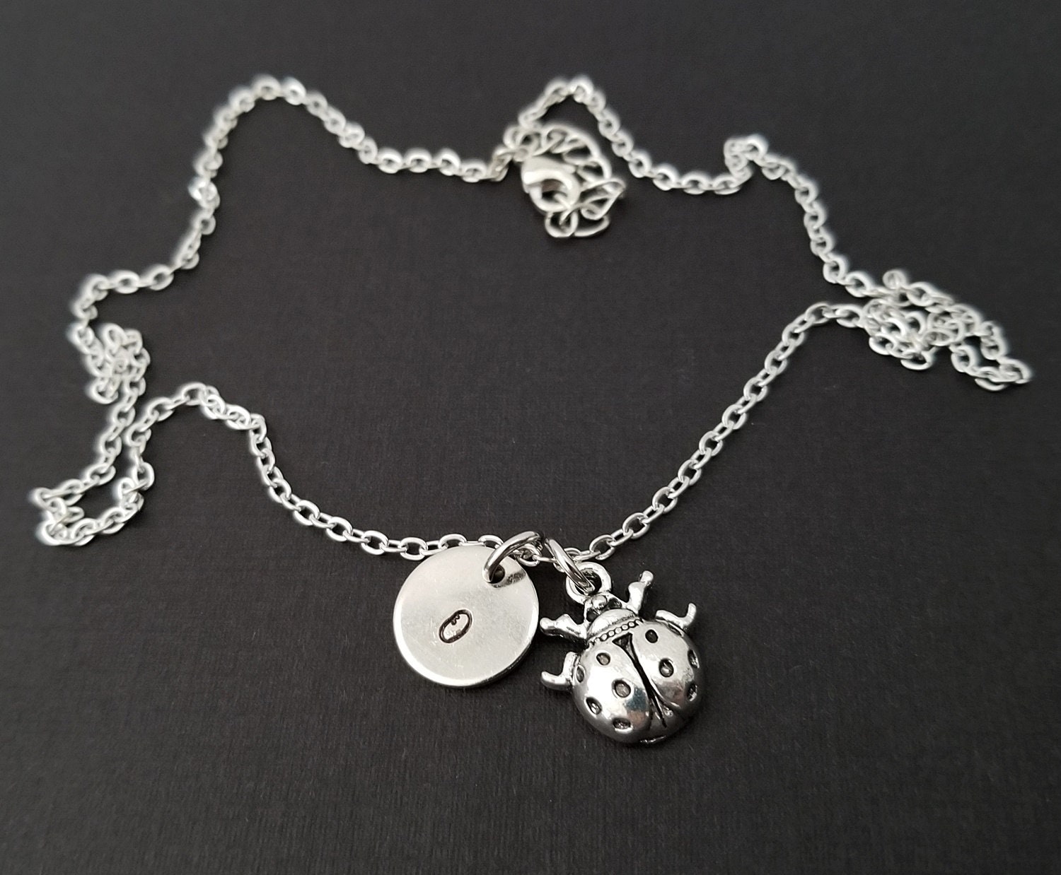 Silver Ladybug Necklace Ladybug Charm Pendant Personalized - Etsy