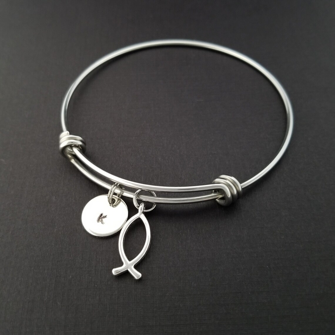 Christian Fish Bangle Ichthys Fish Charm Bracelet - Etsy