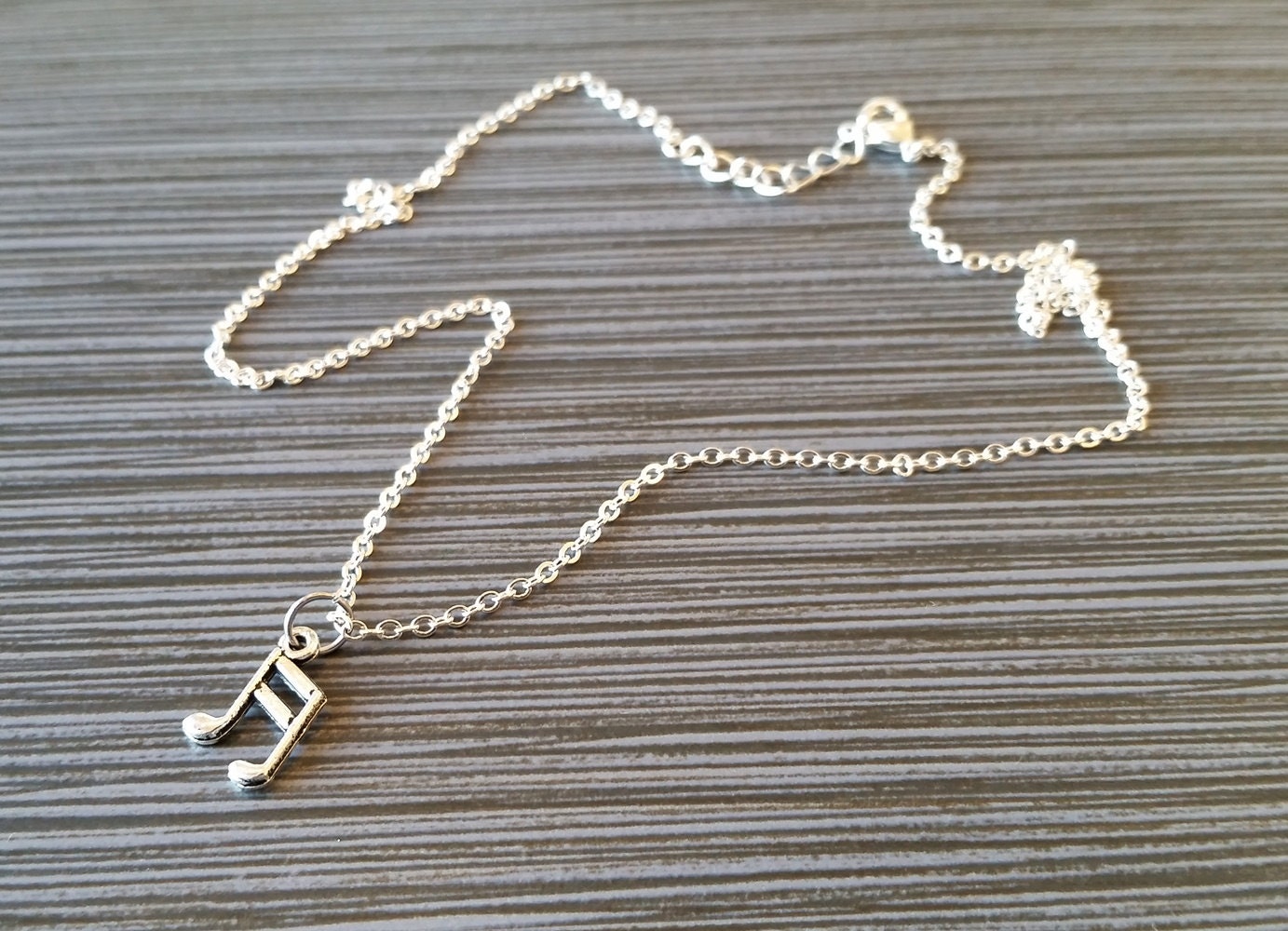 Silver Music Note Necklace Charm Necklace Personalized | Etsy