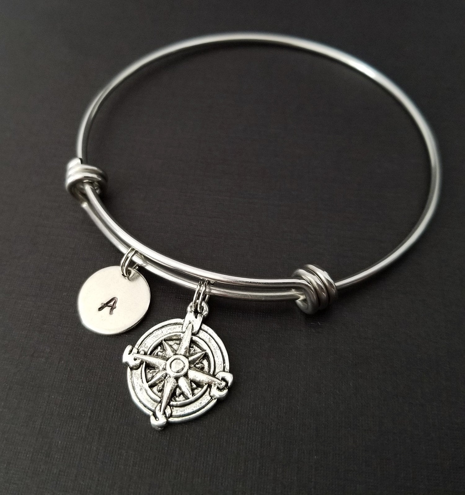 Compass Bangle Compass Charm Bracelet Expandable Bangle - Etsy Nederland