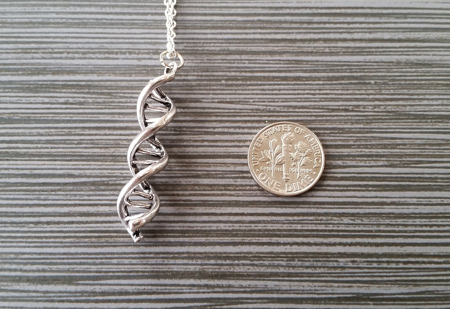 DNA Necklace Helix Pewter Charm Necklace Science Necklace - Etsy