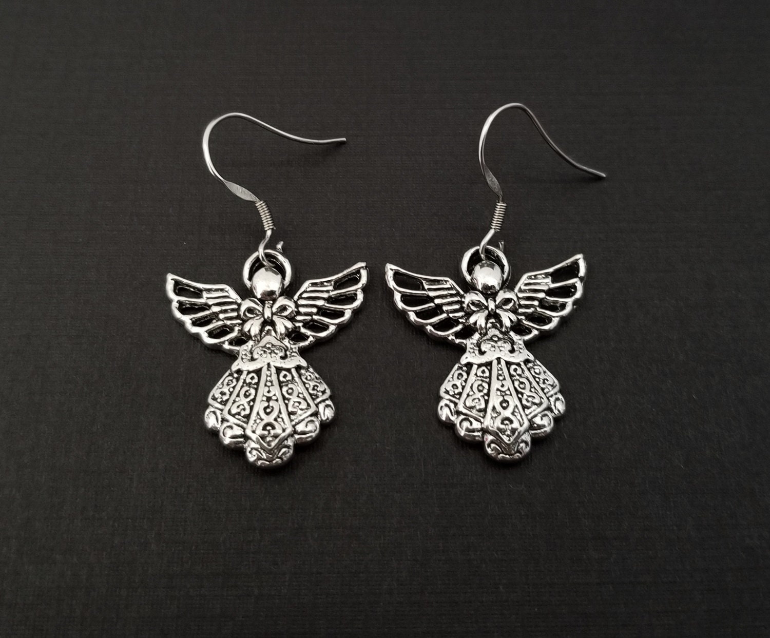 Filigree Angel Earrings - Angel Charm Earrings - Guardian Angel Gift ...
