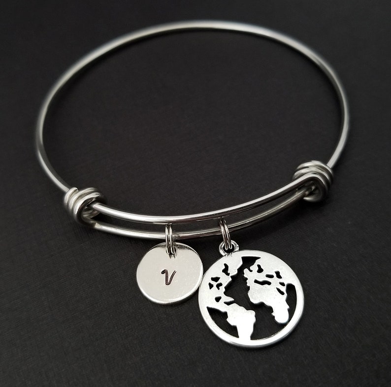 World Map Bracelet Globe Expandable Bangle World Bracelet | Etsy