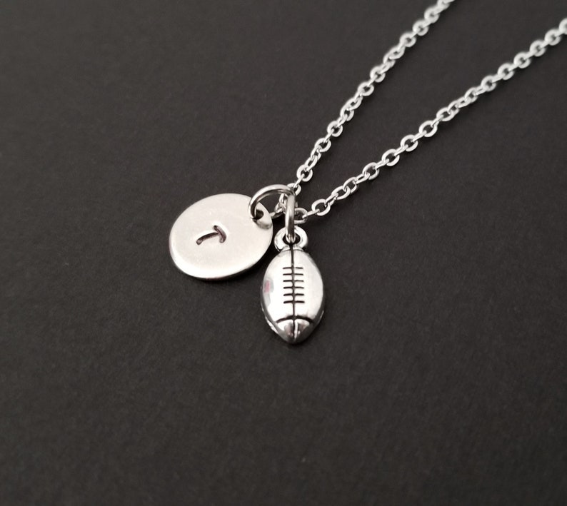 Silver Football Necklace Football Necklace Personalized - Etsy