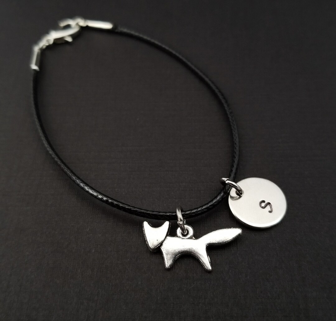 Fox Charm Bracelet Fox Jewelry Fox Cord Bracelet Black Bracelet Best ...