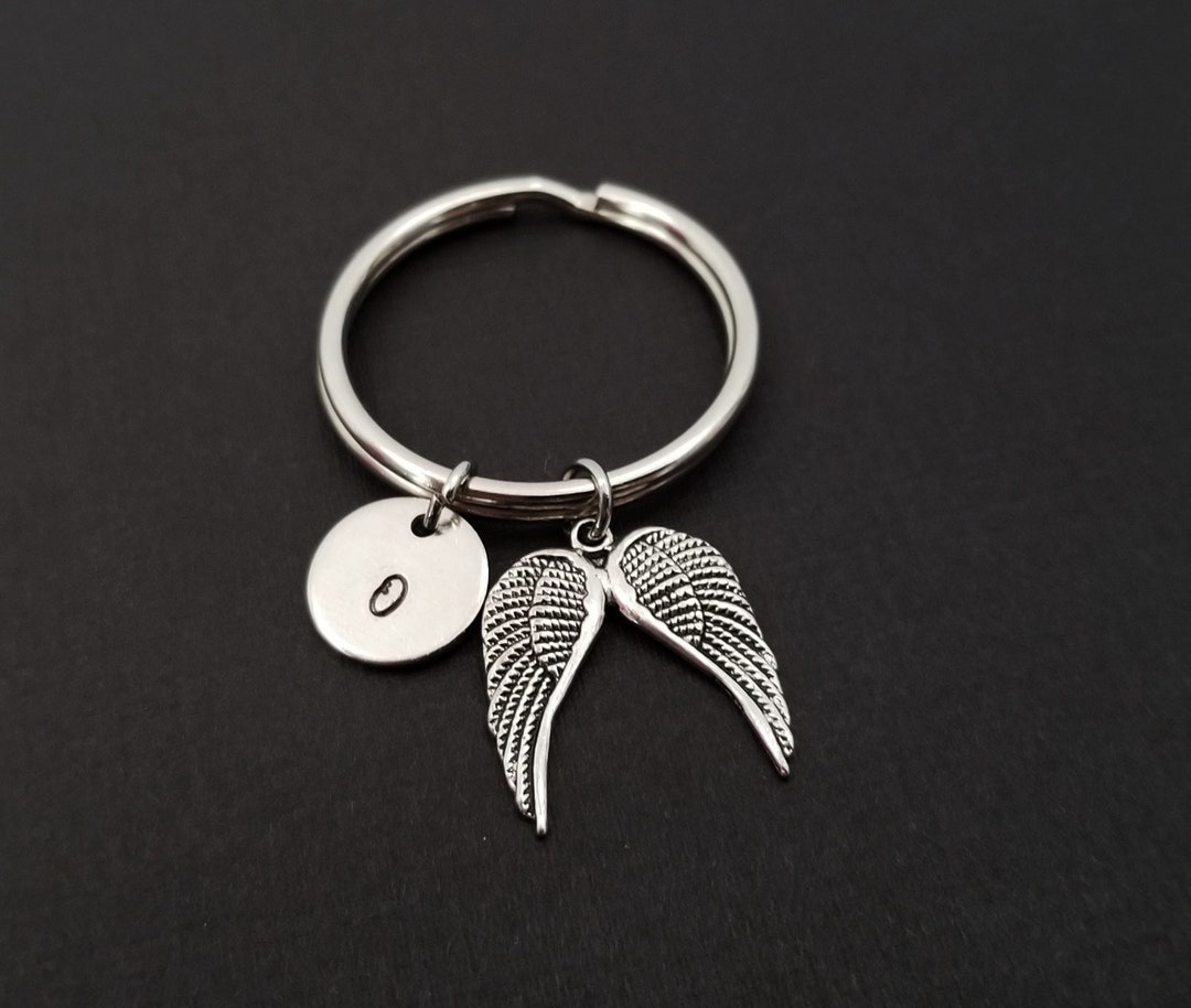 Silver Angel Wings Keychain - Custom Gift - Silver Keychain - Gift for ...