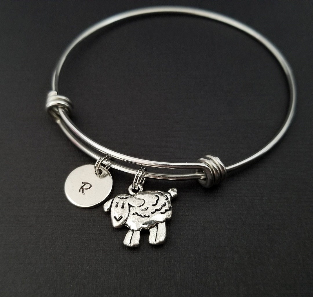 Sheep Bangle - Sheep Charm Bracelet - Expandable Bangle - Charm Bangle ...