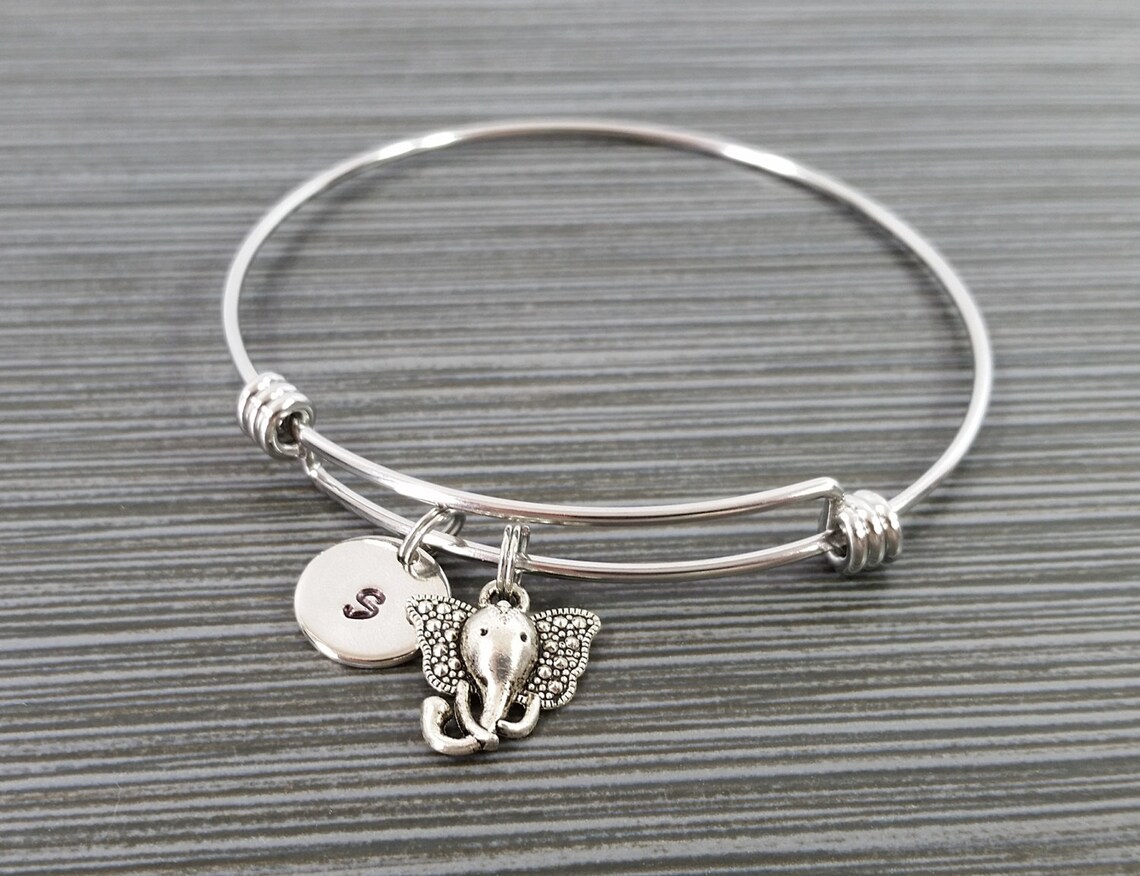 Elephant Bangle Elephant Charm Bracelet Expandable Bangle | Etsy
